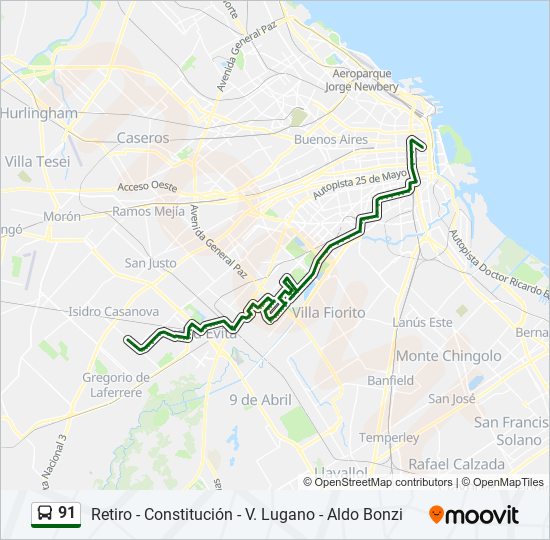 Ruta 91: horarios, paradas y mapas - Villegas - Pza. De Mayo (Actualizado)
