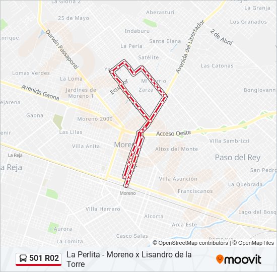 Ruta 501 r02: horarios, paradas y mapas - La Perlita - Moreno X ...
