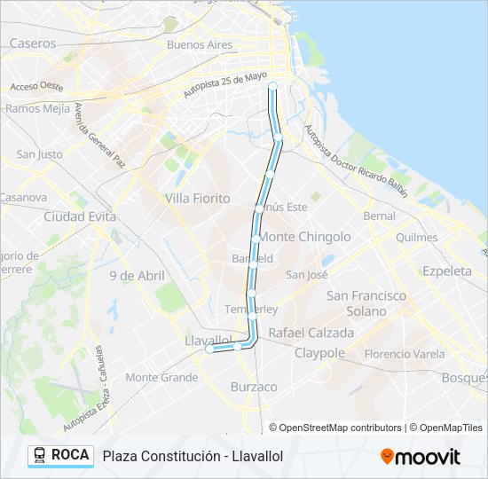 ROCA Route: Schedules, Stops & Maps - Plaza Constitución - Llavallol ...
