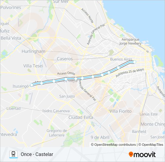 Ruta SARMIENTO: horarios, paradas y mapas - Once - Castelar (Actualizado)