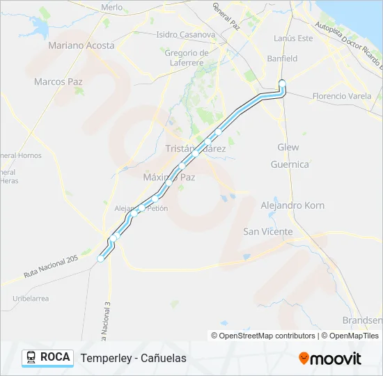 Ruta ROCA: horarios, paradas y mapas - Temperley - Cañuelas (Actualizado)