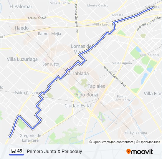 Ruta 49: horarios, paradas y mapas - Primera Junta X Peribebuy ...