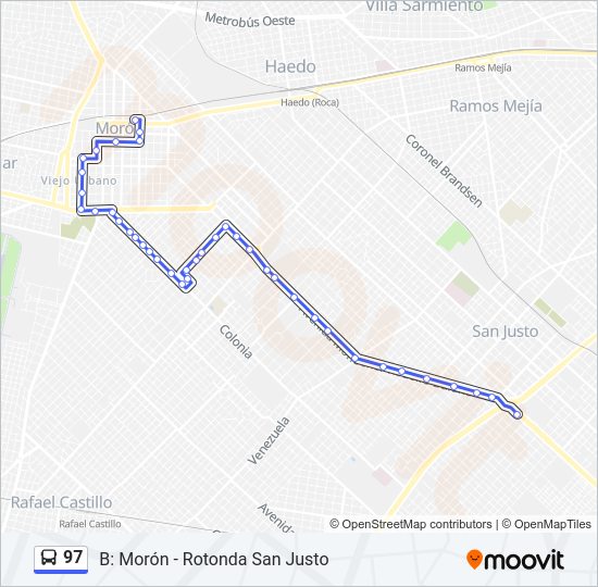 97 Route: Schedules, Stops & Maps - B: Morón - Rotonda San Justo (Updated)