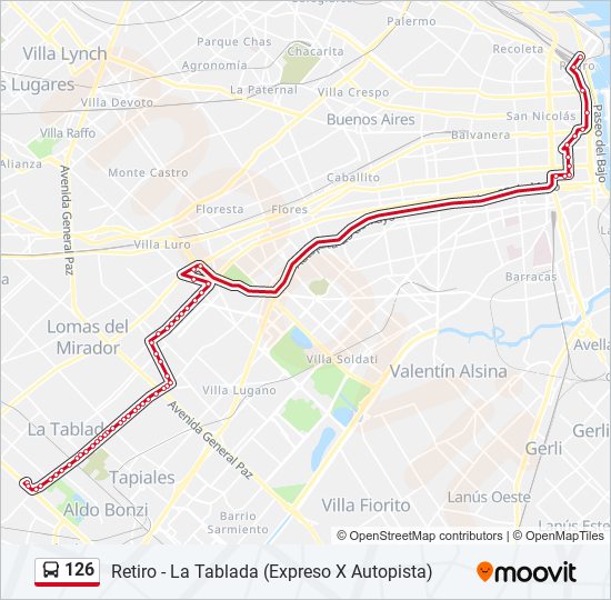Ruta 126: horarios, paradas y mapas - Retiro - La Tablada (Expreso X ...