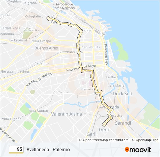 Ruta 95: horarios, paradas y mapas - Avellaneda - Palermo (X Pza ...