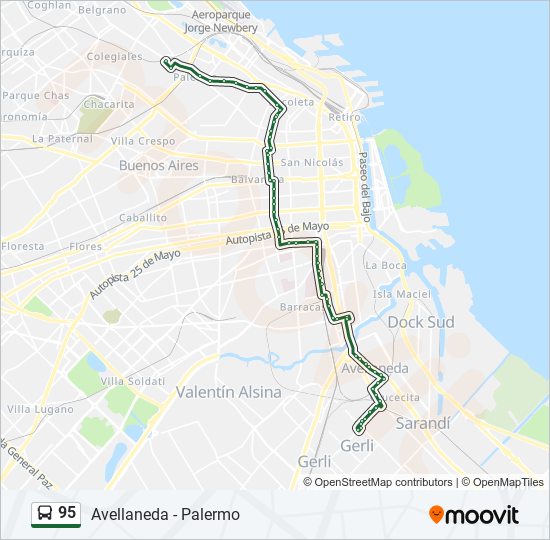 Ruta 95: horarios, paradas y mapas - R2: Palermo (X Pza. Constitución ...
