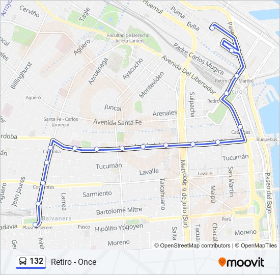 Ruta 132: horarios, paradas y mapas - Retiro - Once (Actualizado)