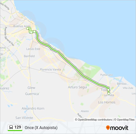 Ruta 129: horarios, paradas y mapas - Once (X Autopista) (Actualizado)
