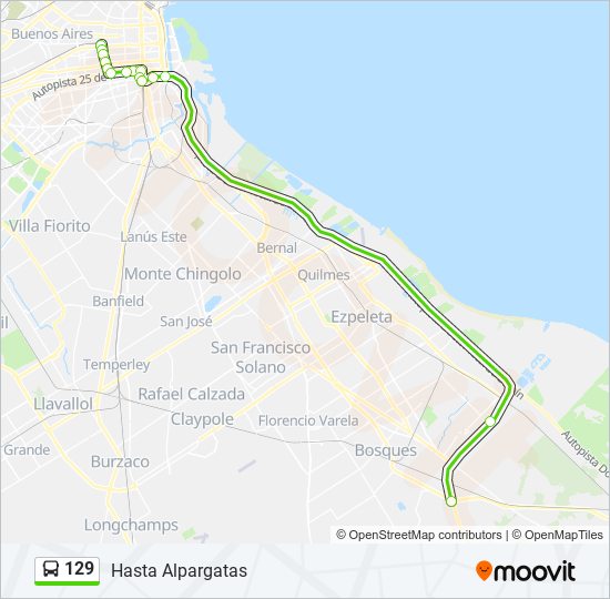 Ruta 129: horarios, paradas y mapas - Hasta Alpargatas (Actualizado)
