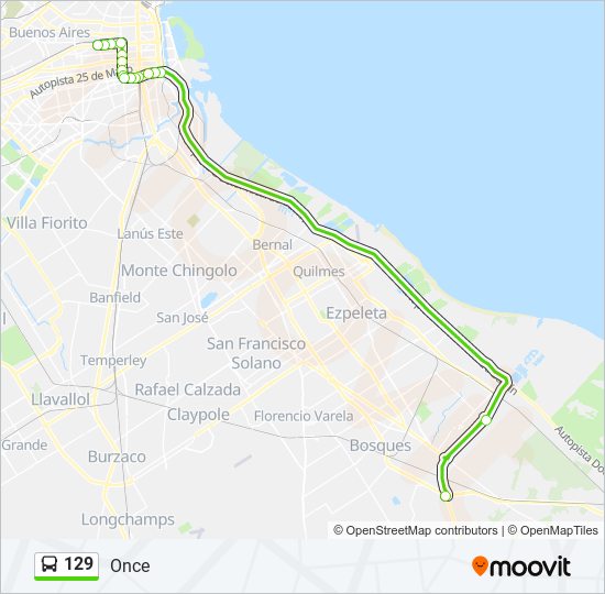 Ruta 129: horarios, paradas y mapas - Once (Actualizado)