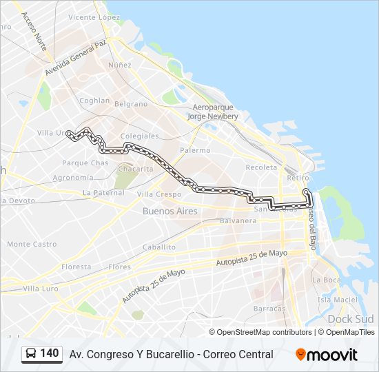 140 Route: Schedules, Stops & Maps - Av. Congreso Y Bucarellio - Correo ...