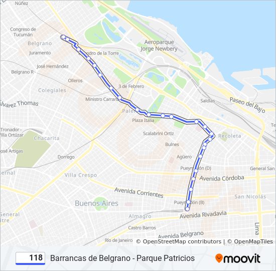 Ruta 118: horarios, paradas y mapas - Once - Barrancas De Belgrano ...