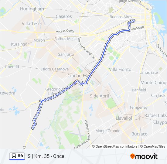 Ruta 86: horarios, paradas y mapas - S | Km. 35 - Once (Actualizado)