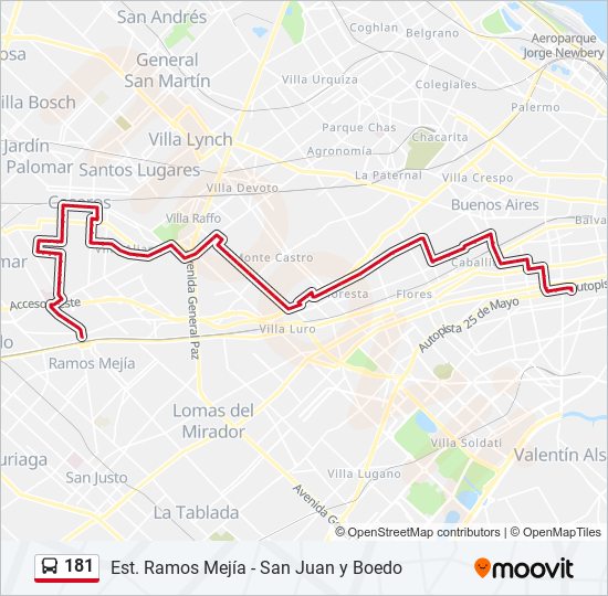 Ruta 181: horarios, paradas y mapas - B: Est. Ramos Mejía X Puan ...