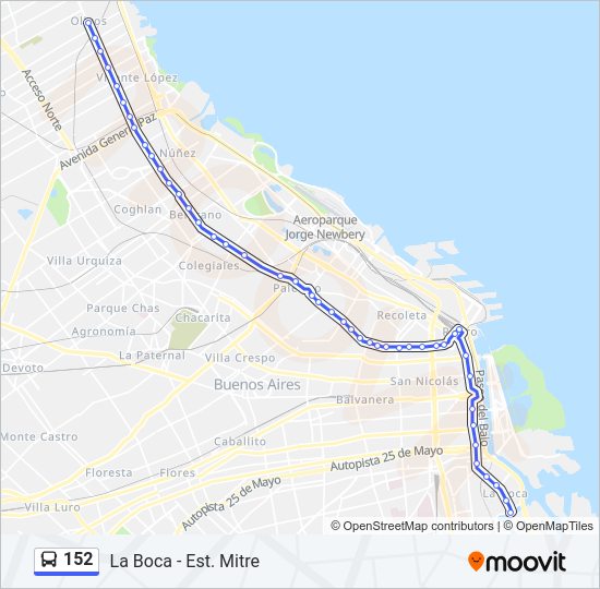 152 Route: Schedules, Stops & Maps - La Boca - Est. Mitre (Updated)