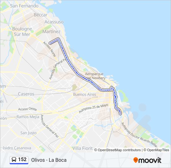 152 Route: Schedules, Stops & Maps - Olivos - La Boca (Updated)