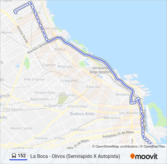 152 Route: Schedules, Stops & Maps - La Boca - Olivos (Semirapido X ...