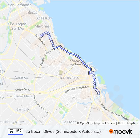 Ruta 152: horarios, paradas y mapas - La Boca - Olivos (Semirapido X ...