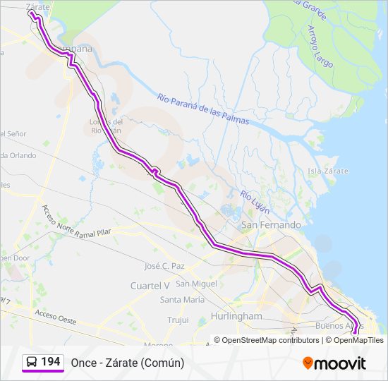 Ruta 194: horarios, paradas y mapas - Once - Zárate (Común) (Actualizado)