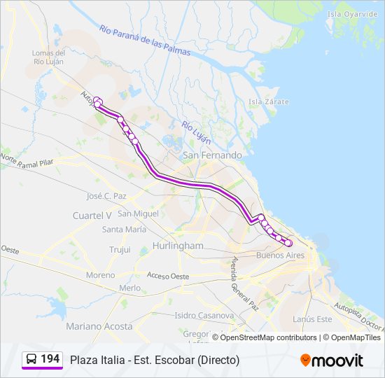 Ruta 194: horarios, paradas y mapas - Plaza Italia - Est. Escobar ...