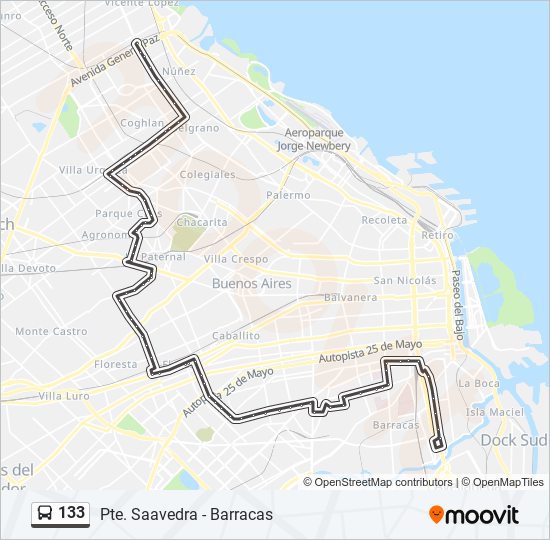 Ruta 133: horarios, paradas y mapas - Pte. Saavedra - Barracas ...