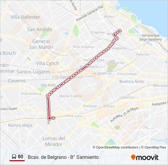 Ruta 80: horarios, paradas y mapas - Bcas. De Belgrano - Liniers ...