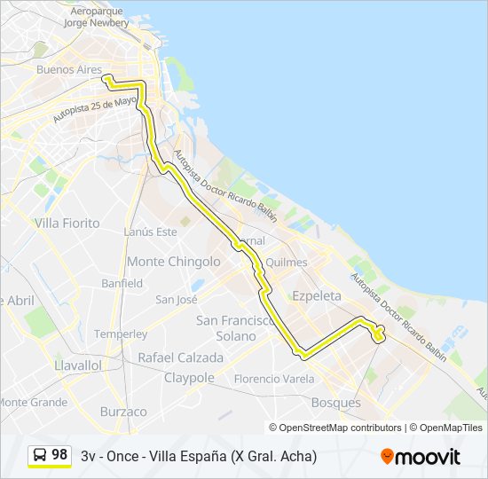 Ruta 98: horarios, paradas y mapas - 3v - Once - Villa España (X Gral ...