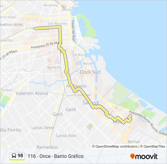 Ruta 98: horarios, paradas y mapas - 116 - Once - Barrio Gráfico ...