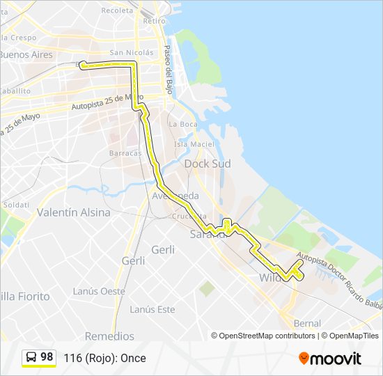 98 Route: Schedules, Stops & Maps - 116 (Rojo): Once (Updated)
