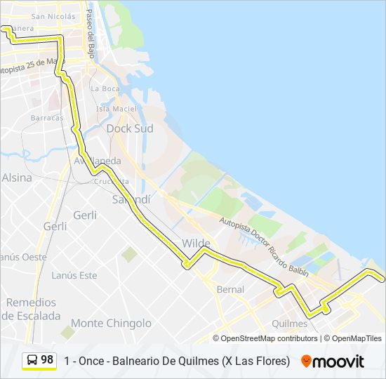 Ruta 98: horarios, paradas y mapas - 1 - Once - Balneario De Quilmes (X ...