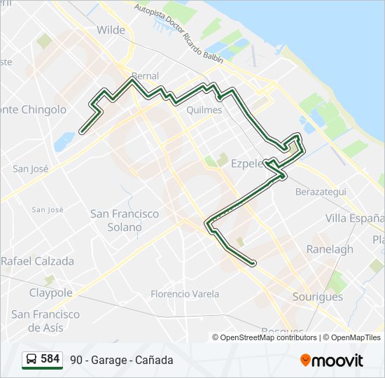 Ruta 584: horarios, paradas y mapas - 90 - Garage - Cañada (Actualizado)
