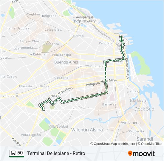 Ruta 50: horarios, paradas y mapas - Terminal Dellepiane - Retiro ...