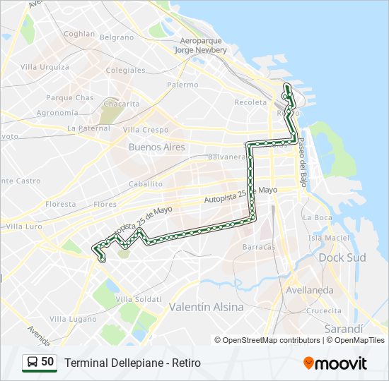 Ruta 50: horarios, paradas y mapas - Terminal Dellepiane - Retiro ...
