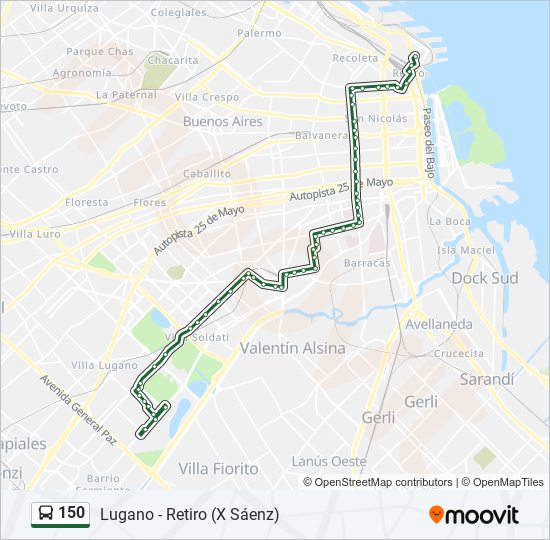 Ruta 150: horarios, paradas y mapas - Lugano - Retiro (X Sáenz ...