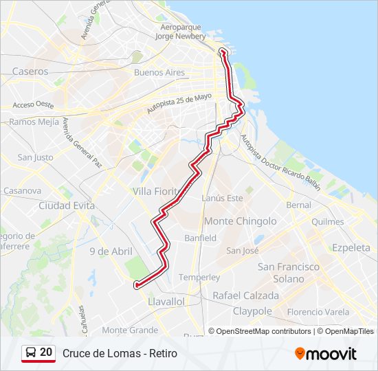 Ruta 20: horarios, paradas y mapas - Retiro - Cruce De Lomas (X Virgen ...
