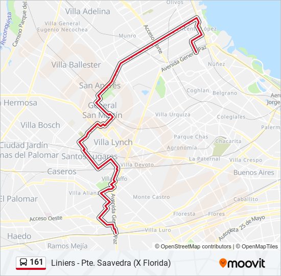 Ruta 161: horarios, paradas y mapas - Liniers - Pte. Saavedra (X ...