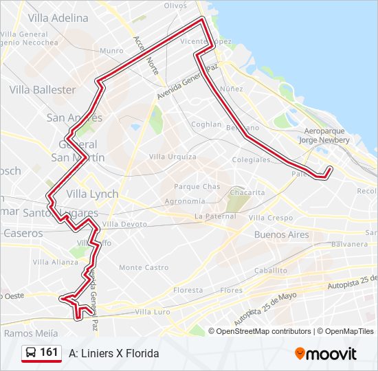 Ruta 161: horarios, paradas y mapas - Plaza Italia - Liniers (X Florida ...