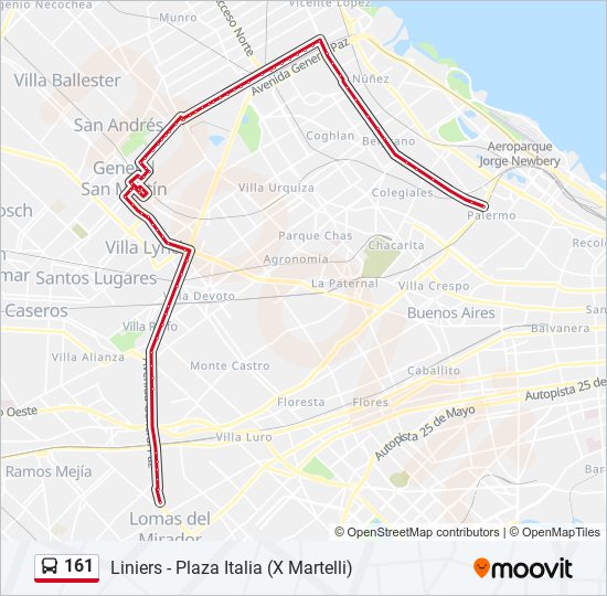 Ruta 161: horarios, paradas y mapas - Liniers - Plaza Italia (X ...