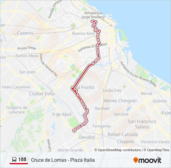 188 Route: Schedules, Stops & Maps - R4 - Cruce Lomas - Plaza Italia ...