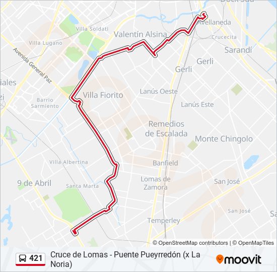 Ruta 421: horarios, paradas y mapas - Cruce De Lomas - Puente ...