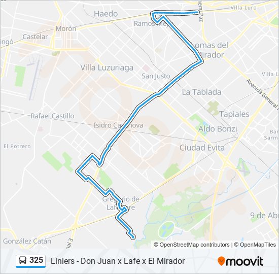 325 Route: Schedules, Stops & Maps - Liniers X El Mirador X Ruta 3 ...