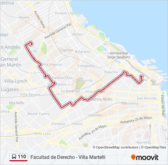 110 Route: Schedules, Stops & Maps - Facultad De Derecho - Villa ...