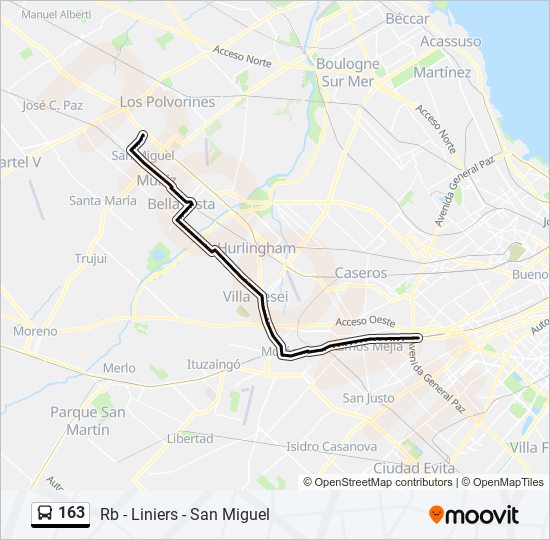 163 Route: Schedules, Stops & Maps - Rb - Liniers - San Miguel (Updated)