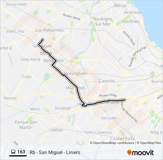 Ruta 163: horarios, paradas y mapas - Rb - San Miguel - Liniers ...