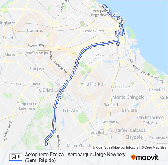 Ruta 8: horarios, paradas y mapas - Aeropuerto Ezeiza - Aeroparque ...