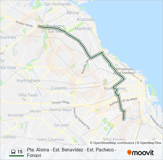 Ruta 15: horarios, paradas y mapas - Pte. Alsina - Ruta 202 (Actualizado)