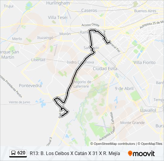 Ruta 620: horarios, paradas y mapas - R13: B. Los Ceibos X Catán X 31 X ...