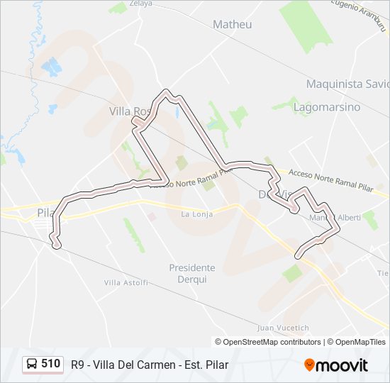 Ruta 510: horarios, paradas y mapas - R9 - Villa Del Carmen - Est. Pilar (Actualizado)