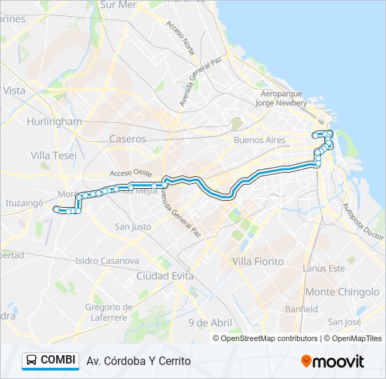 Ruta combi: horarios, paradas y mapas - Av. Córdoba Y Cerrito (Actualizado)
