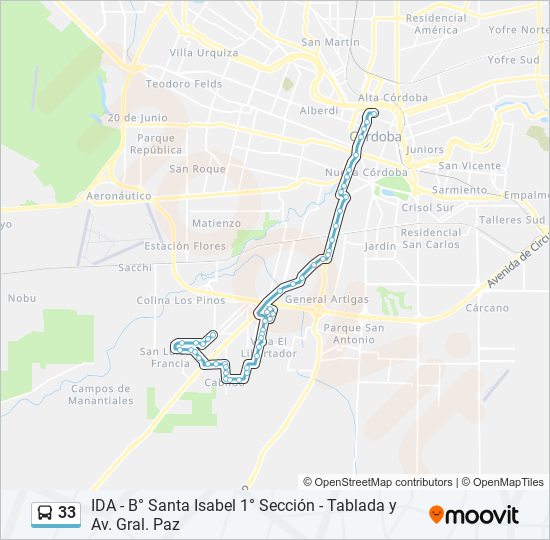 Ruta 33: horarios, paradas y mapas - Cacheuta 4350 (Esq. Leopoldo Melo ...